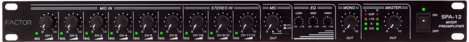 FACTOR SPA-12 Professional 12 CHANNEL mixer/pre-amplifier – PAM ...